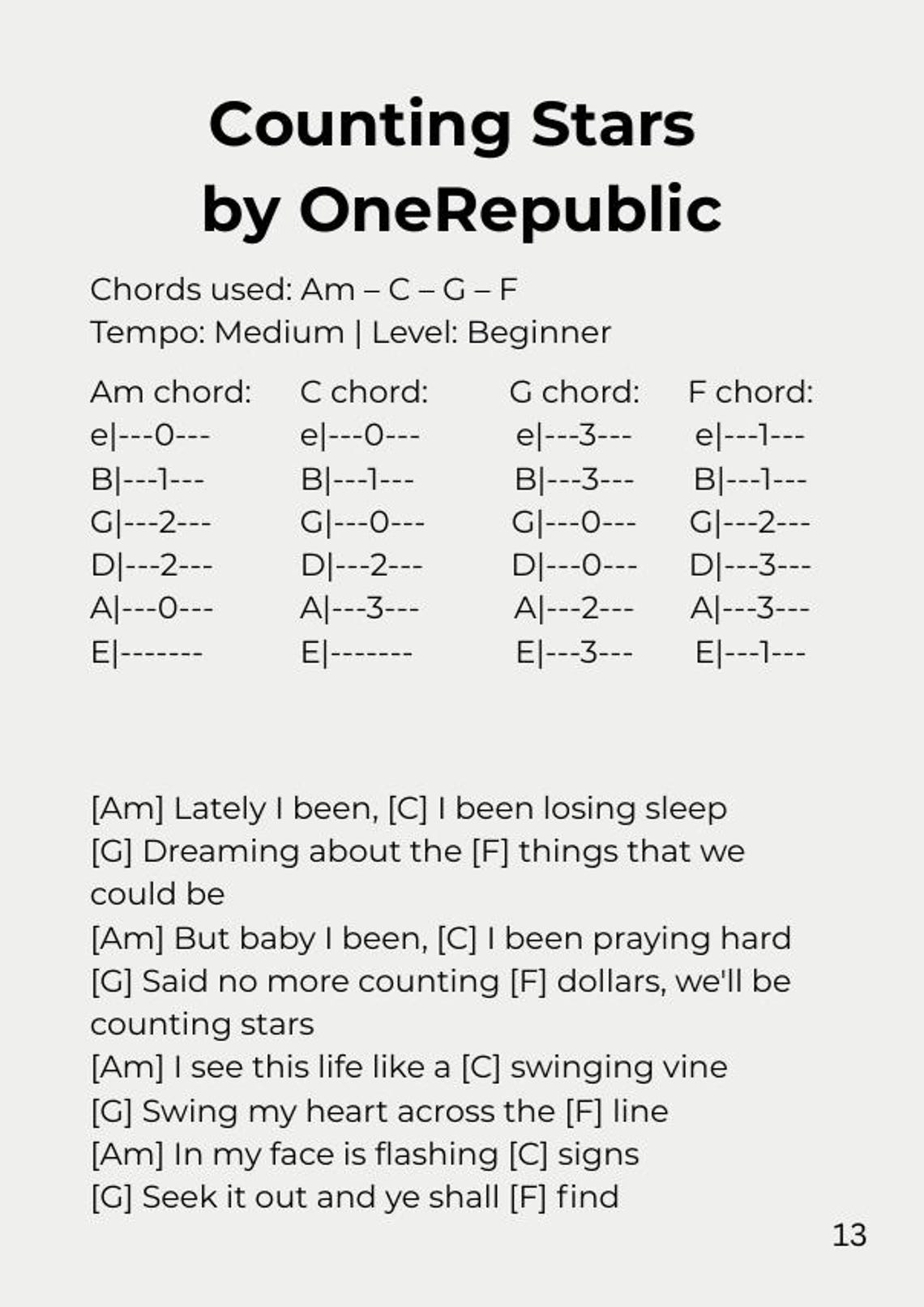 Guitar Chords & Tabs Beginner’s Guide – Easy Song Tutorials With ...