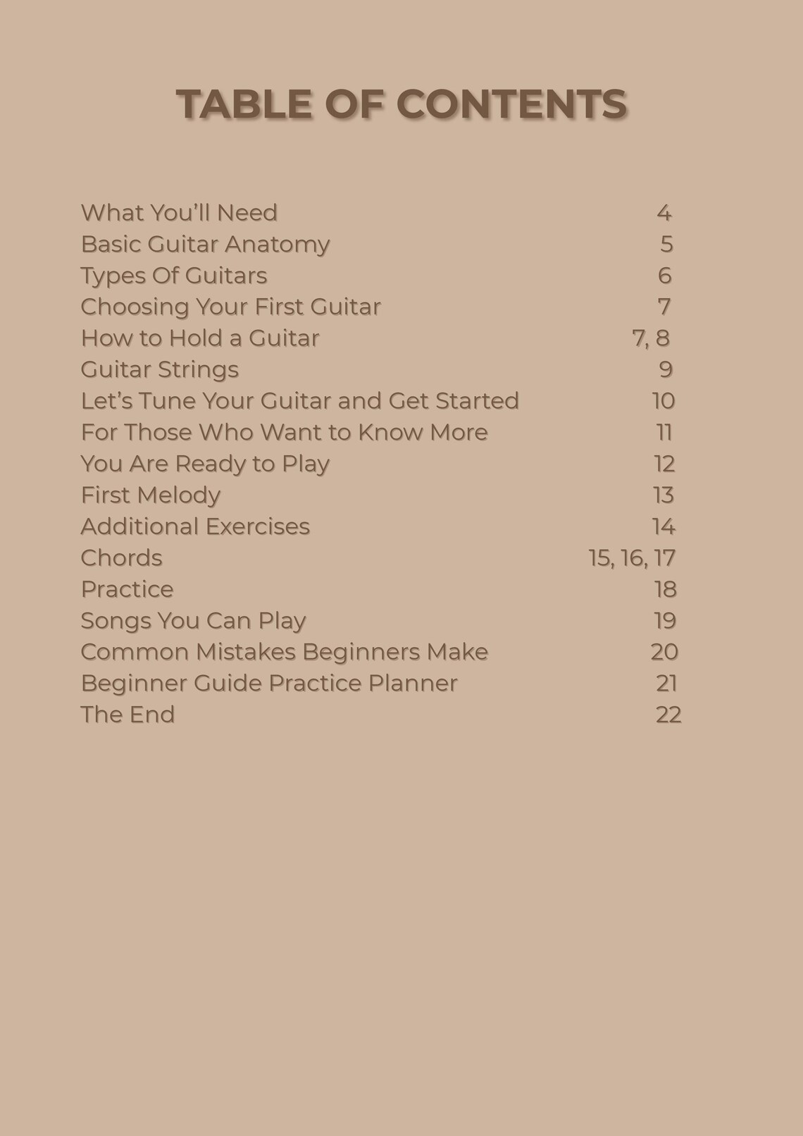 Beginner Guitar Course PDF – Printable Practice Planner + Easy Chords ...