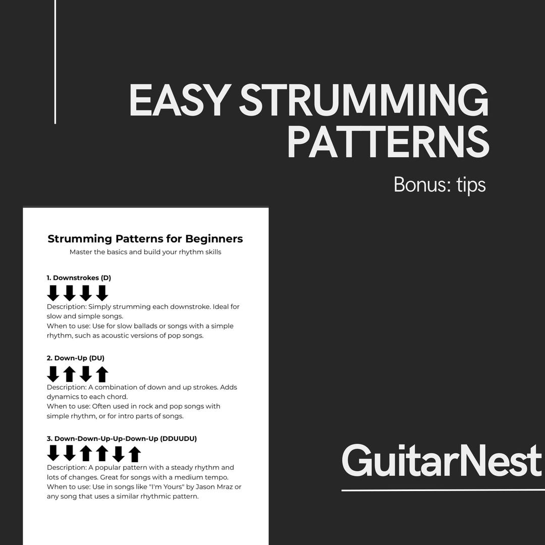 Strumming Patterns for Beginners | Guitar Rhythm Guide Printable | Easy ...