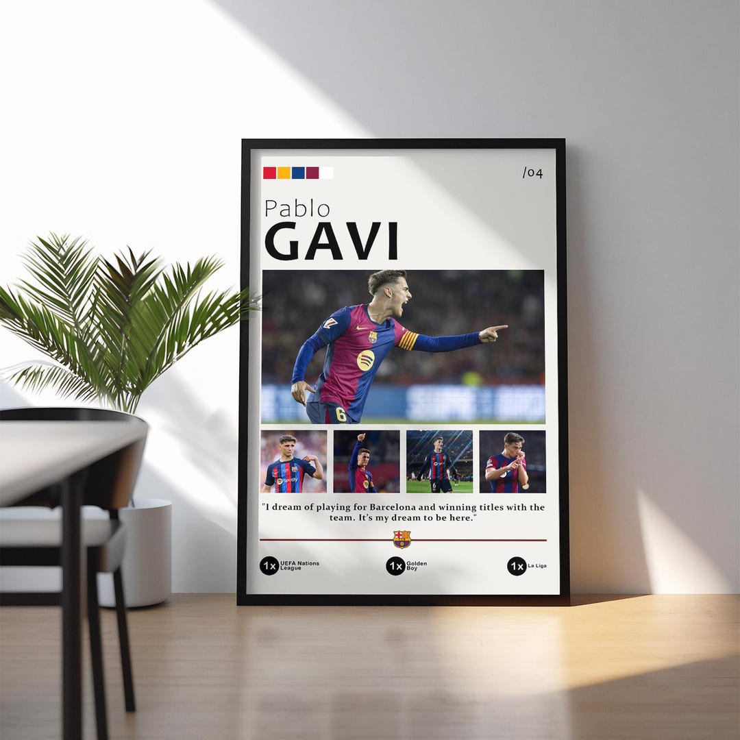 Gavi Poster / FC Barcelona Wall Art / Soccer Print / Gavi Decor ...