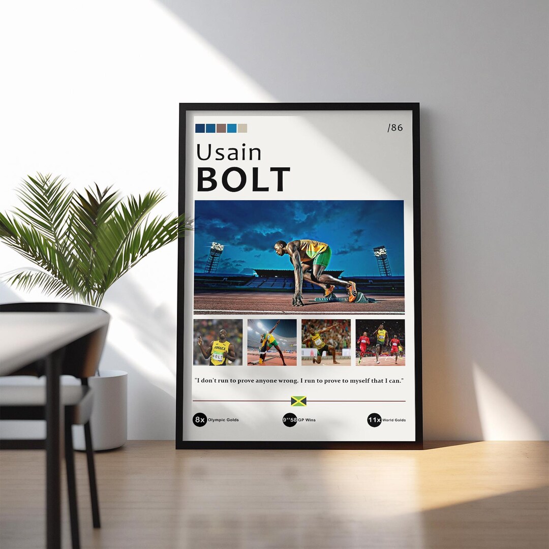 Usain Bolt Poster / Usain Bolt Decor / Framed Bolt Print / Track and ...