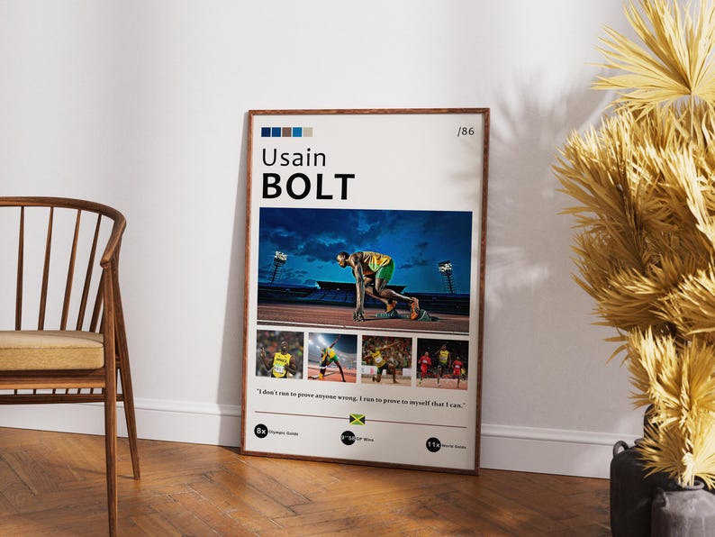 Usain Bolt Poster / Usain Bolt Decor / Framed Bolt Print / Track and ...