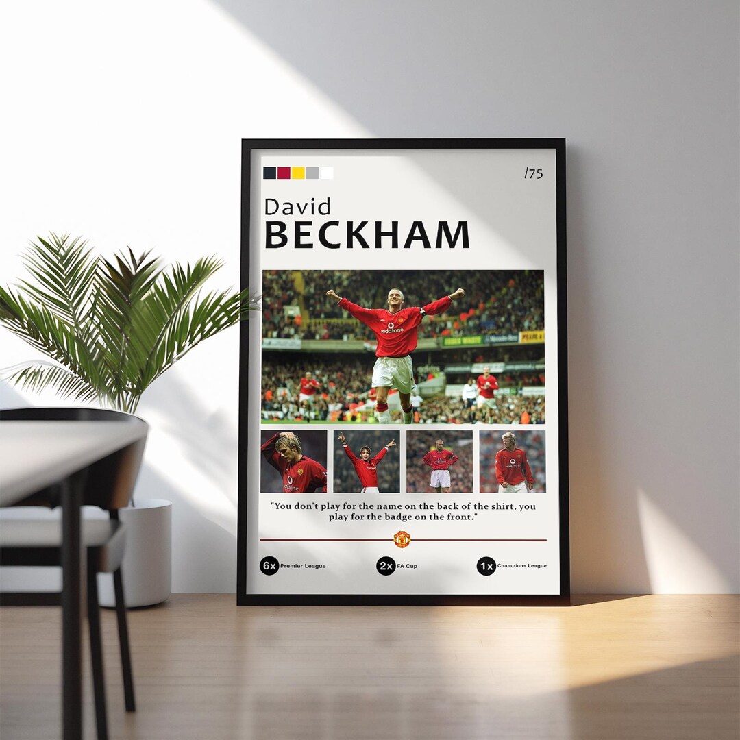 David Beckham Poster / Football Poster / Minimalist Print / Mid-century ...