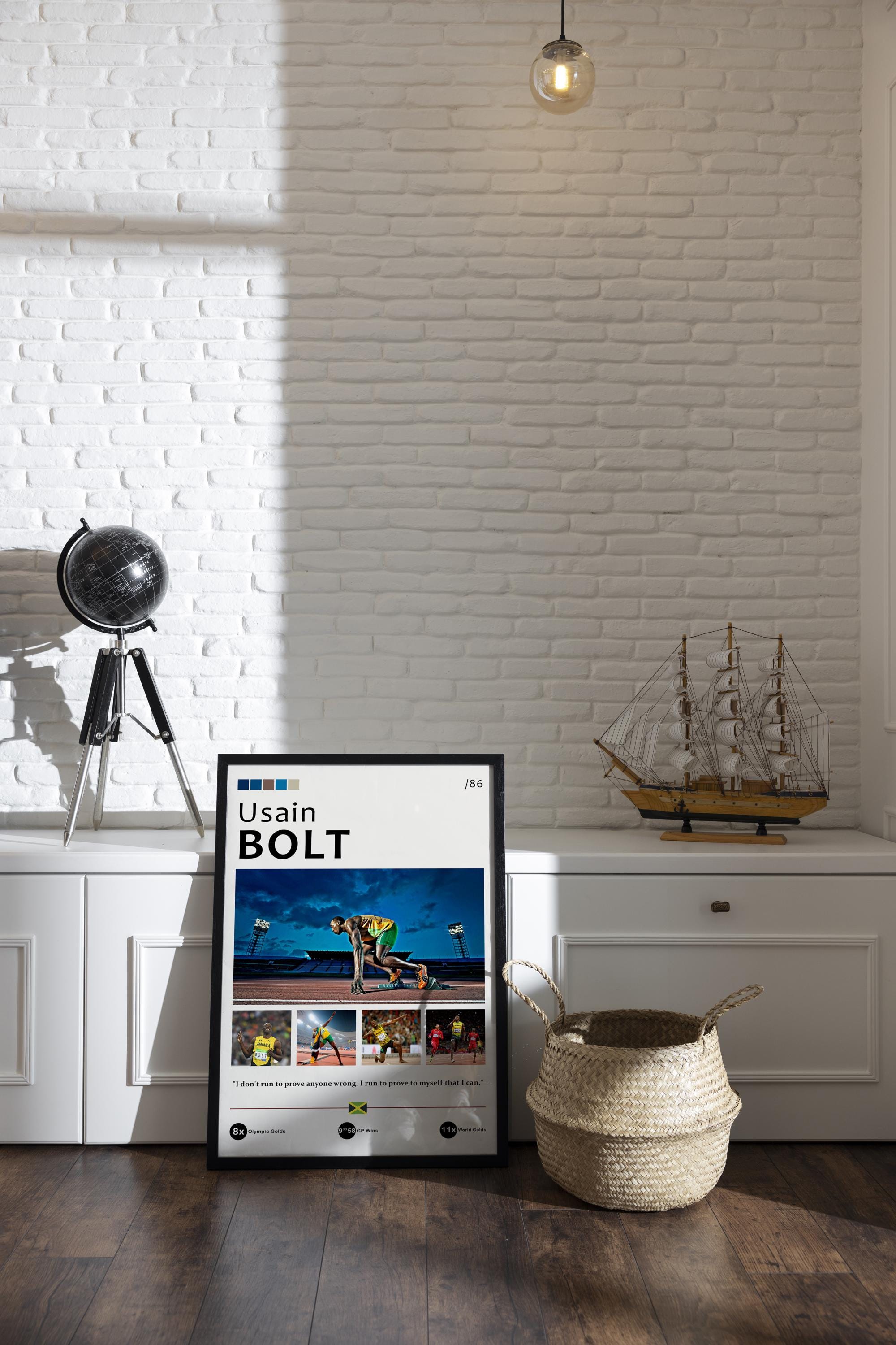 Usain Bolt Poster / Usain Bolt Decor / Framed Bolt Print / Track and ...