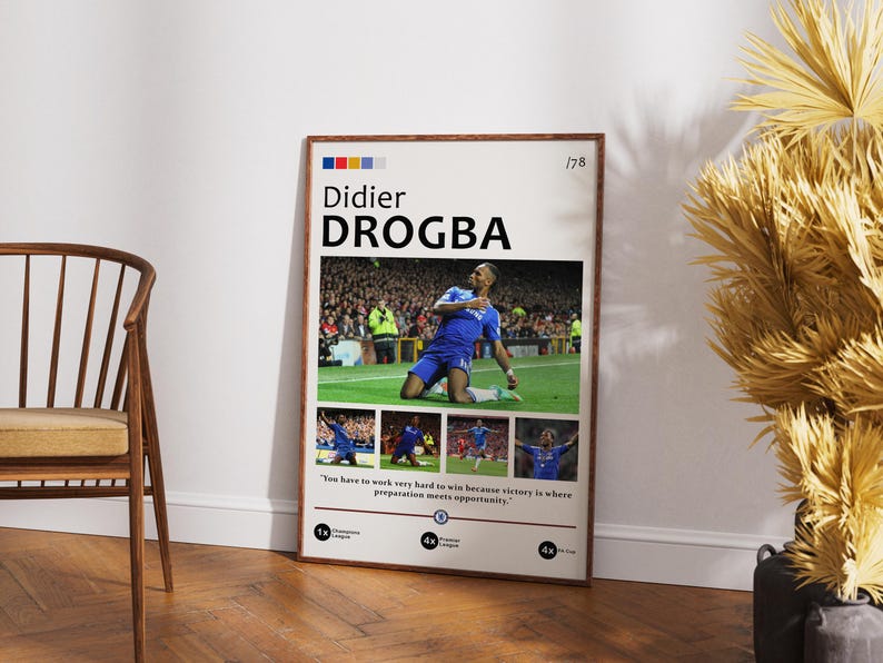 Didier Drogba Poster / Chelsea FC Wall Art / Drogba Soccer Print ...