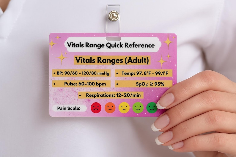 Double-sided Vitals Range & Quick Assessment Badge Card – Glam Edition ...