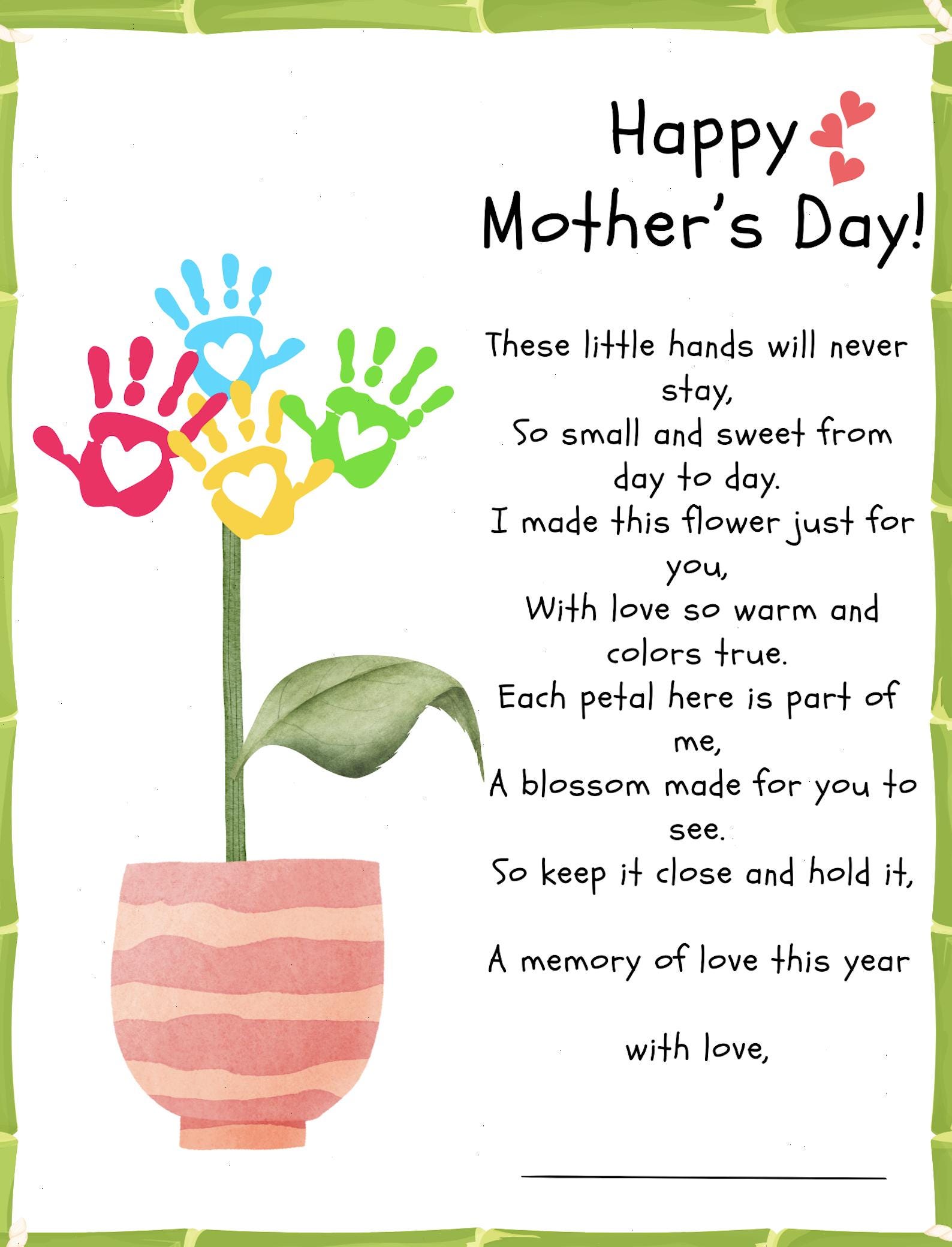Mothers Day Handprint Craft Printable, Flower Handprint Art, Happy ...