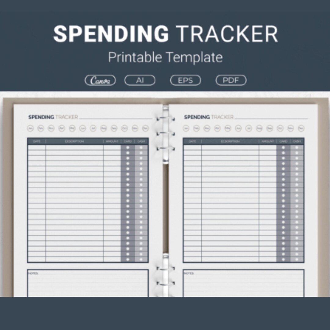 Printable Spending Tracker, Expense Tracker, Monthly Transactions Log ...
