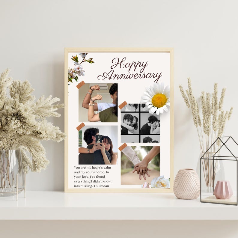 Custom Couples Photo Card Print, CANVA Template,anniversary Keepsake ...
