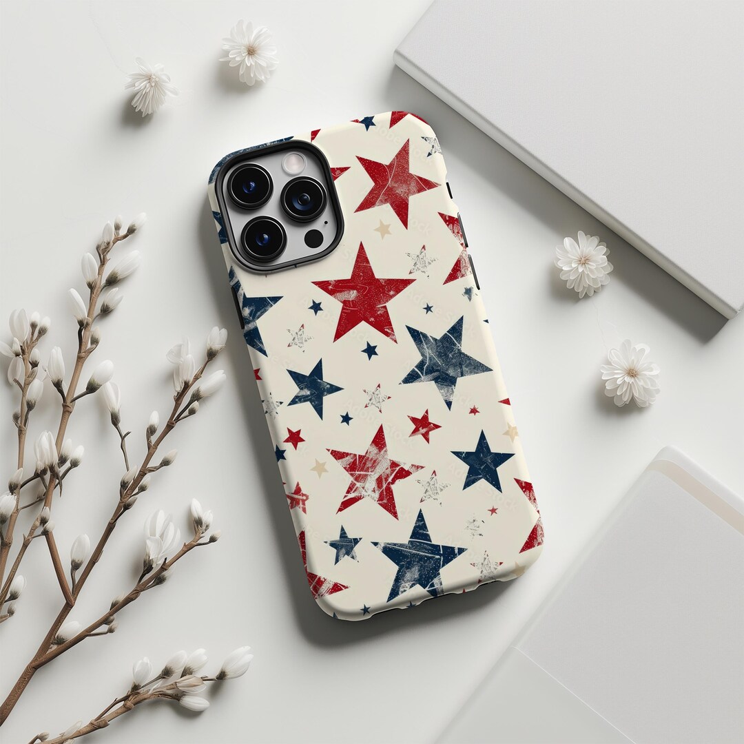 Vintage Patriotic Star Collage Phone Case, USA Flag Aesthetic Cover ...