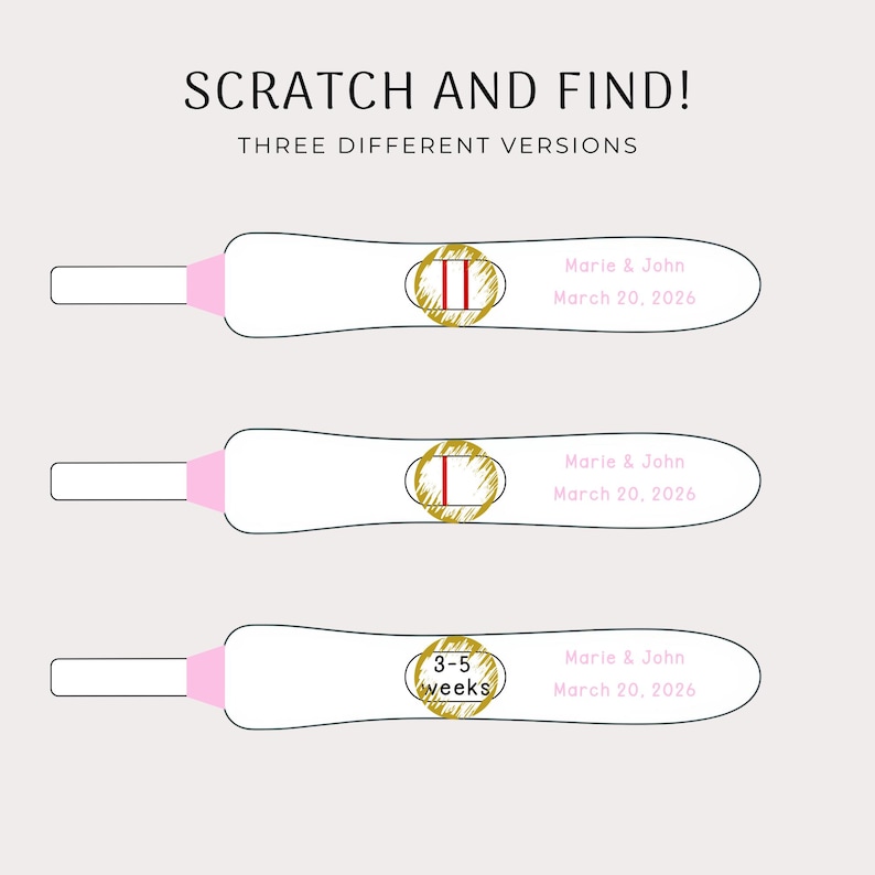 Pregnancy Test Game for Baby Shower, Fun Scratch-off Favors ...