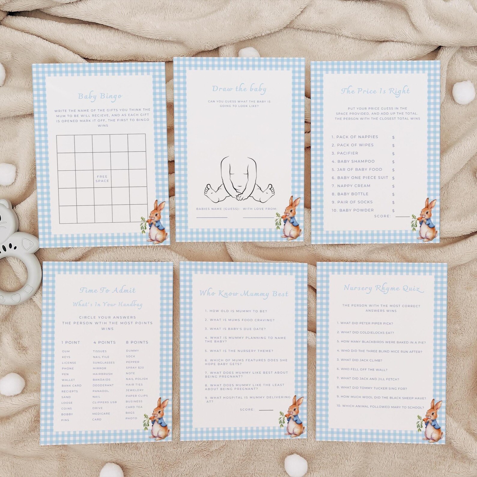 Bunny Baby Shower Game Bundle | Peter Rabbit Baby Shower Games ...