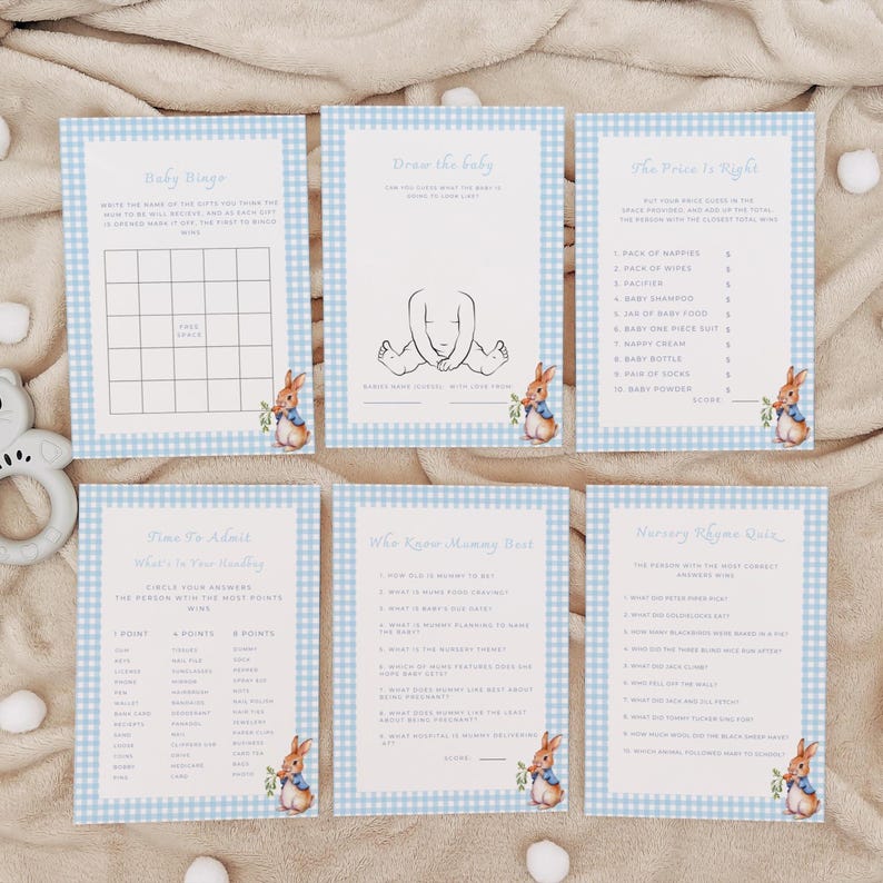 Bunny Baby Shower Game Bundle | Peter Rabbit Baby Shower Games ...