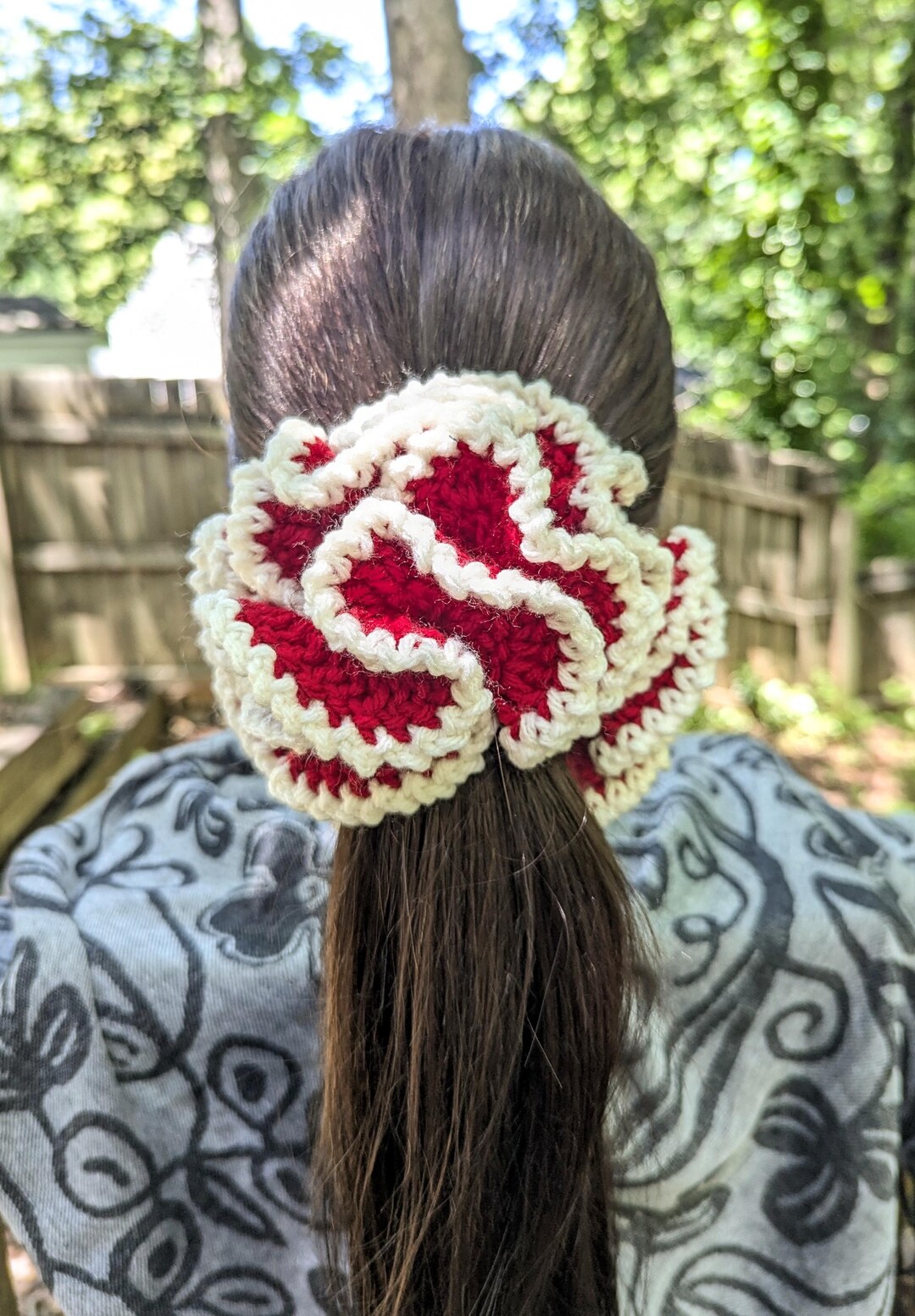 HUGE Ruffled Two-colorcrochet Hair Scrunchie – FREE SHIPPING! - Etsy