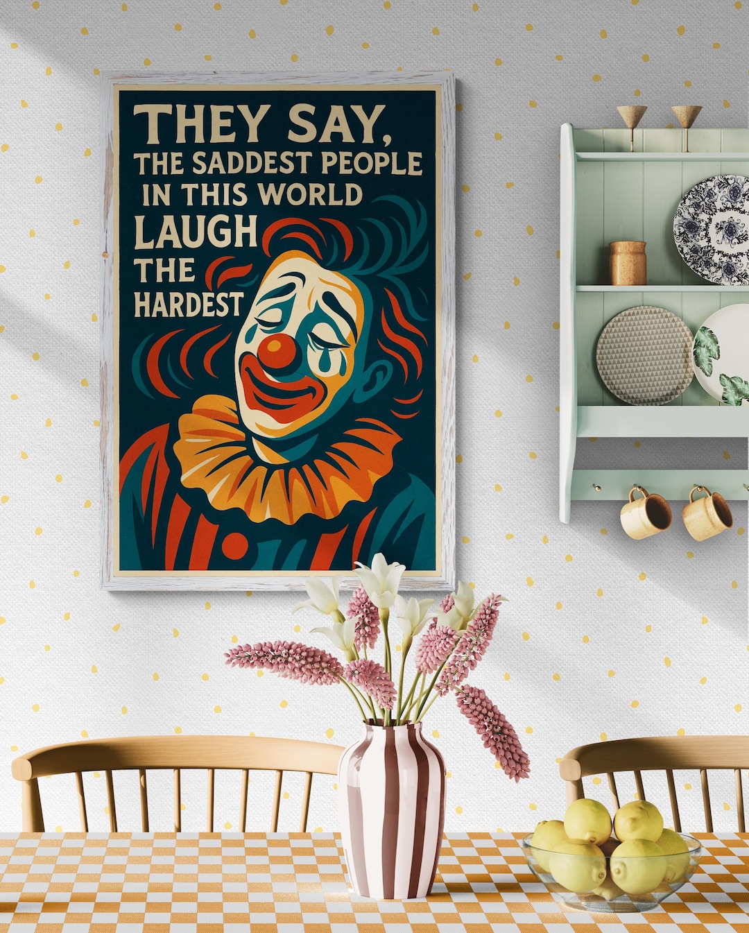 Sad Clown Wall Art Poster | Emotional Quote Print | Modern Abstract ...