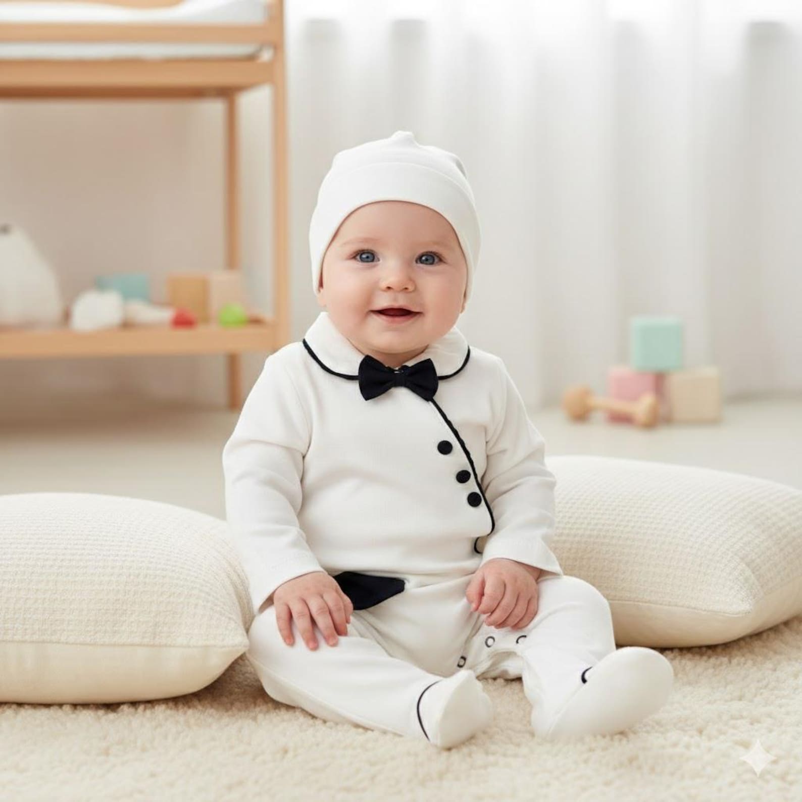 Baby Tuxedo Romper Set – Newborn Formal Outfit | Boy Coming Home Suit ...