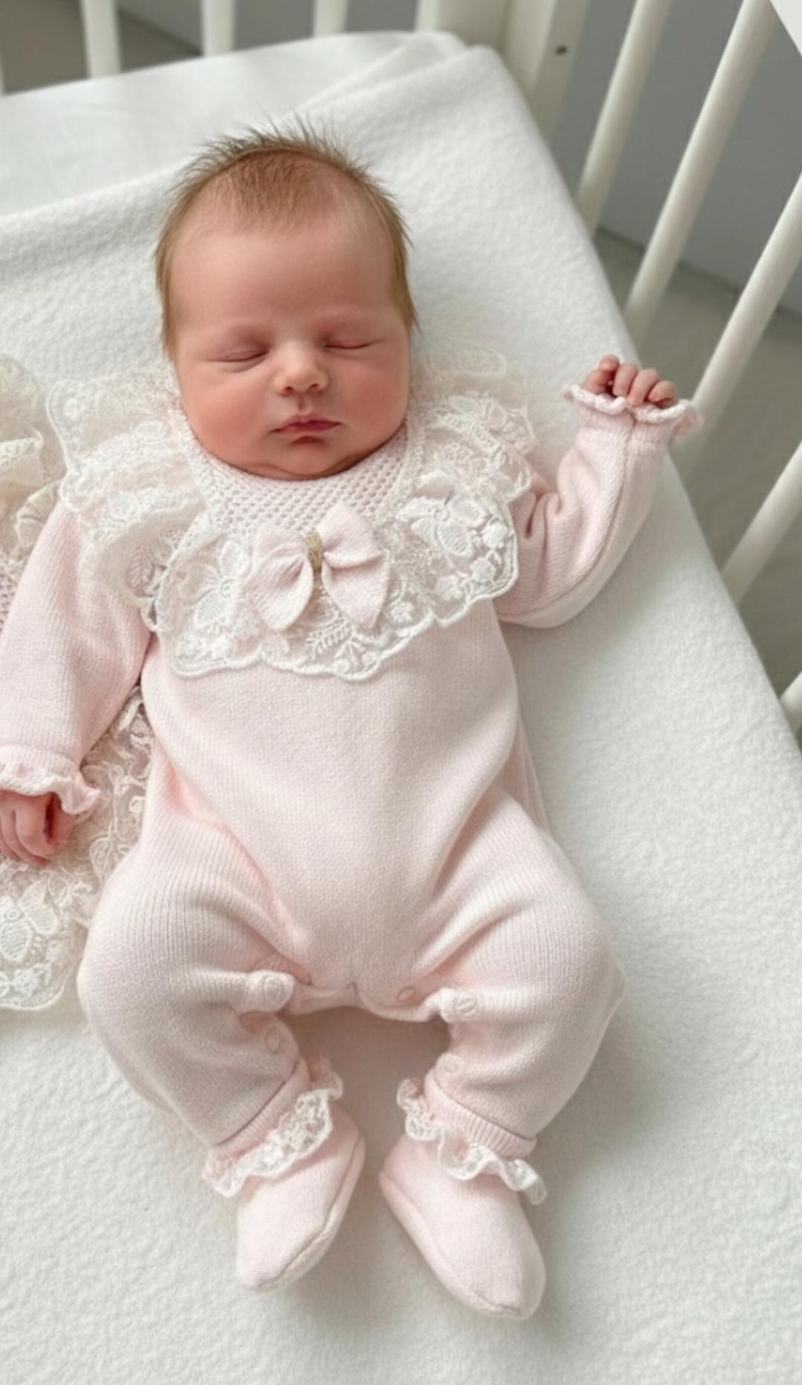 Pink Knit Newborn Hospital Set – Personalized 5 Piece Baby Outfit With ...