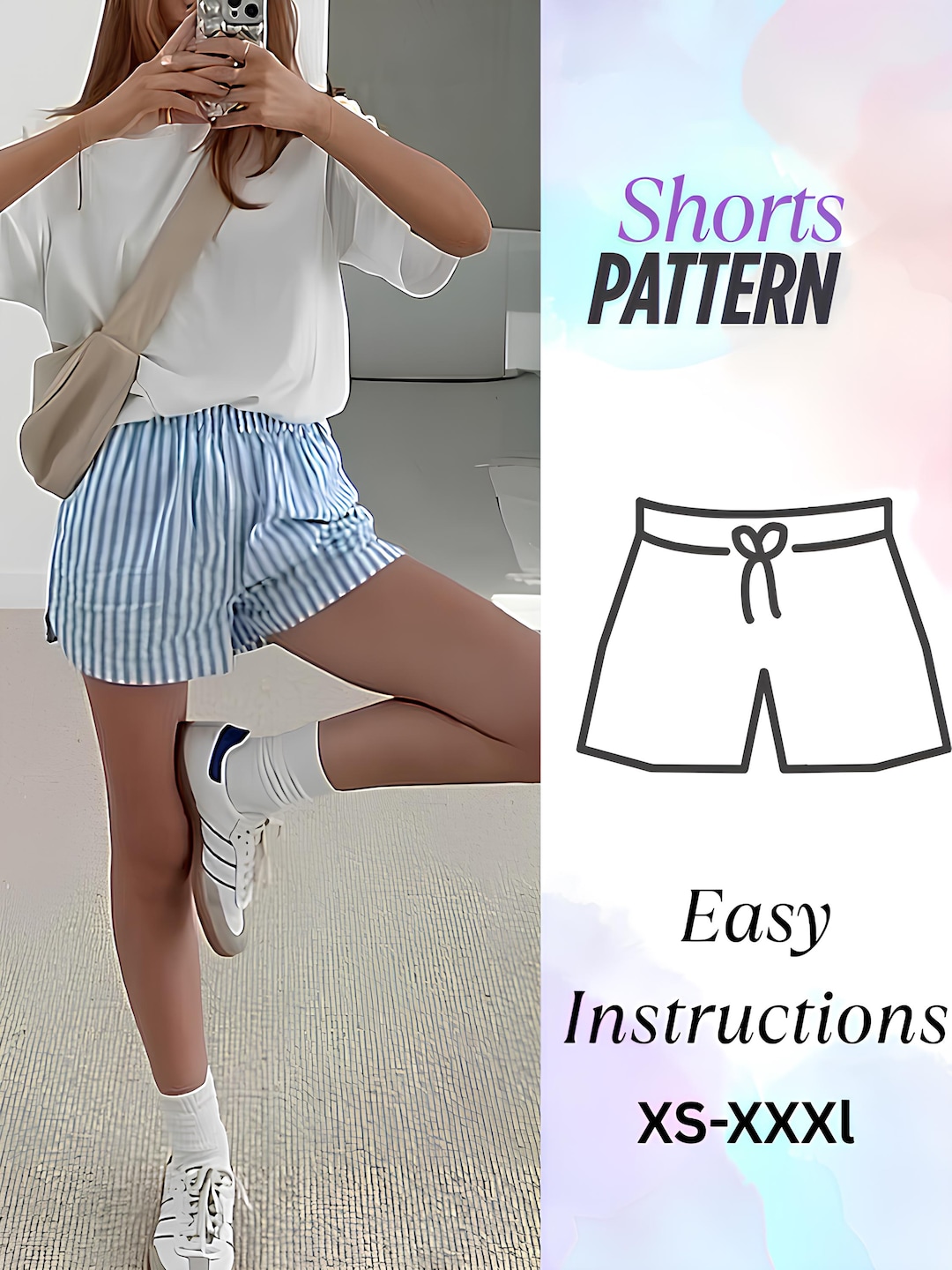 Shorts Sewing Pattern Elastic Shorts Pattern Easy Shorts PDF Sewing ...