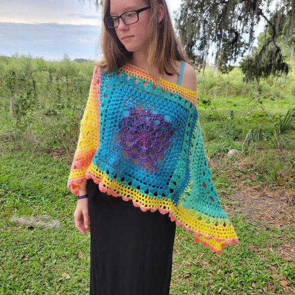 Granny Square Poncho - Etsy