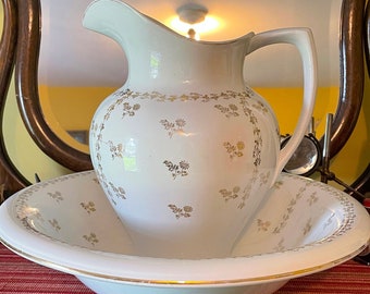 Homer Laughlin Antique Wash Pitcher and Basin - Etsy