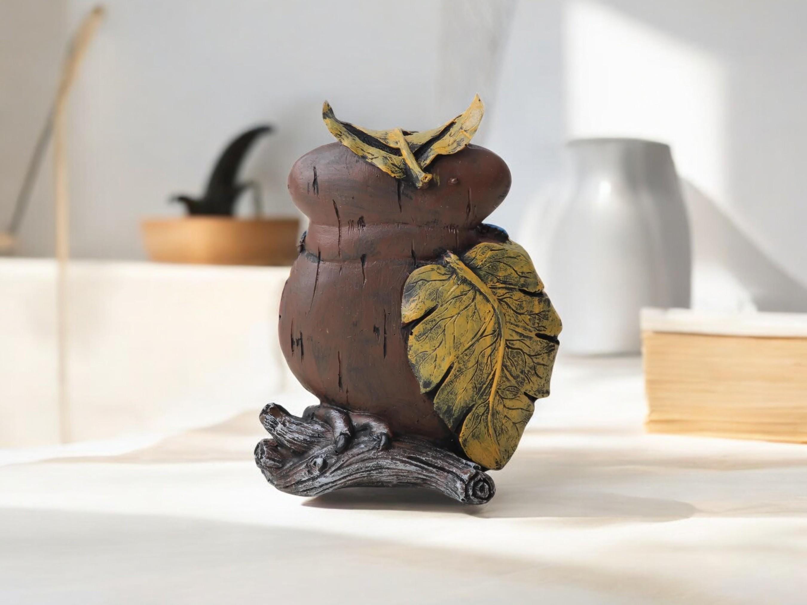 Luxury Patterned Owl Figurine – Embellished Stone Owl Statue – Brown ...