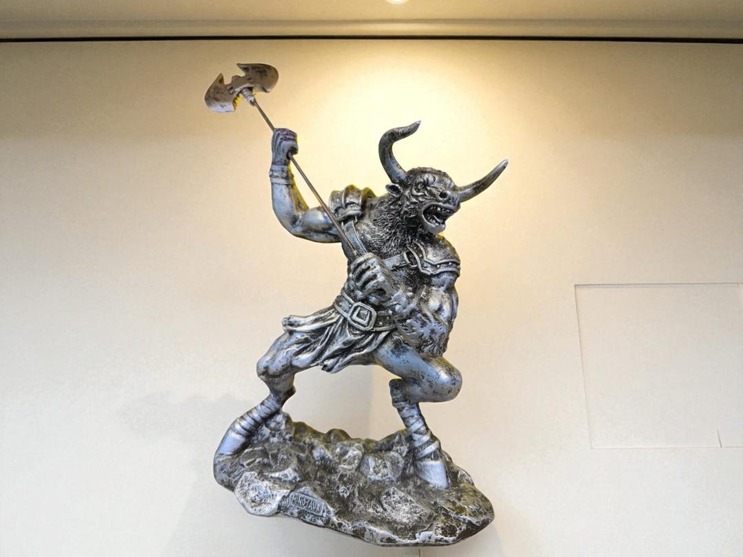 Handmade Minotaur Figurine – 25x20 Cm Mythical Creature Statue, Painted ...