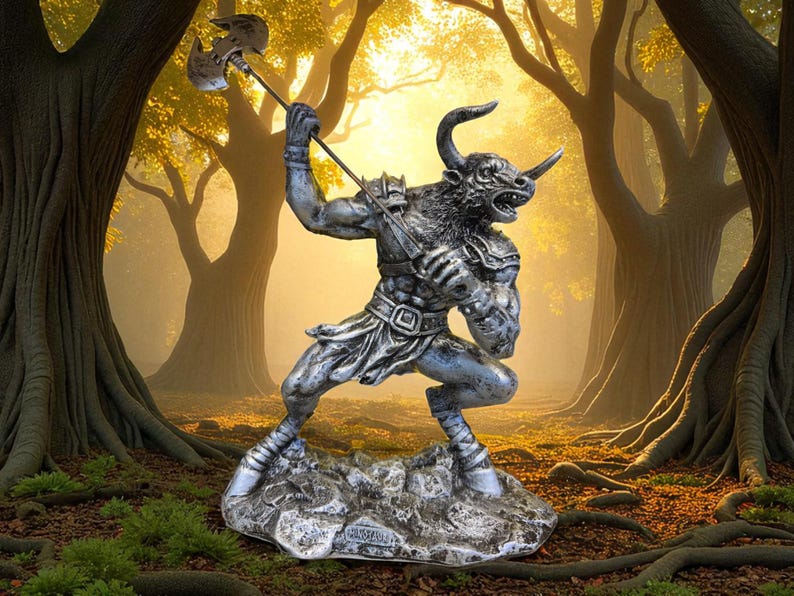 Handmade Minotaur Figurine – 25x20 Cm Mythical Creature Statue, Painted ...