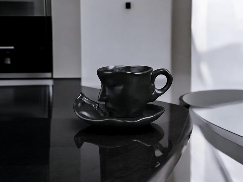 Face-shaped Coffee Cup & Saucer Set – Ceramic Mug – 260ml Ceramic Mug ...