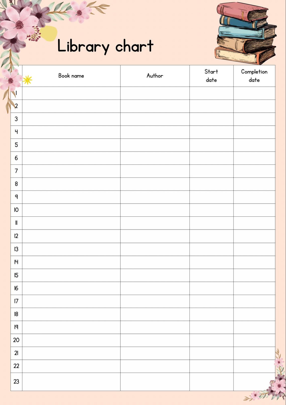 Printable Library Book Tracking Chart | Reading Log for Kids and Adults ...