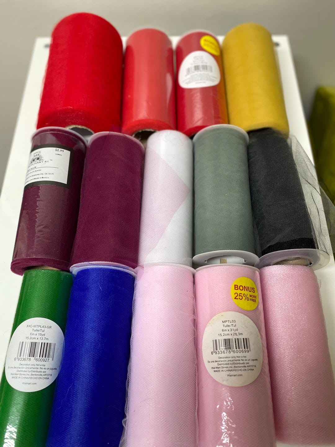 Bulk Flat Tulle Spools, Burgundy Golden Grey Blue Black Gift Wrapping ...