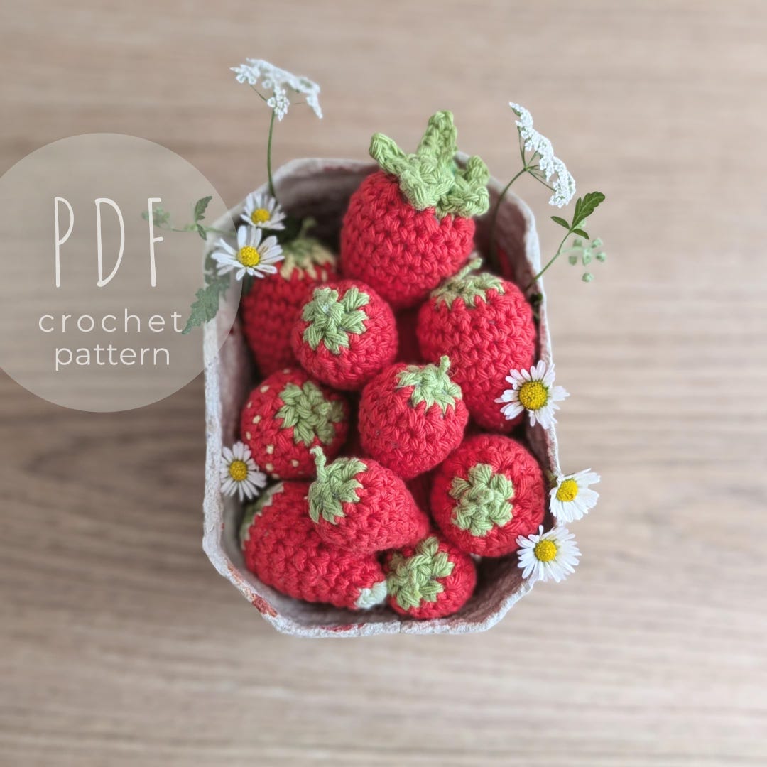 Strawberry Crochet Pattern PDF – Amigurumi Strawberries for Play ...