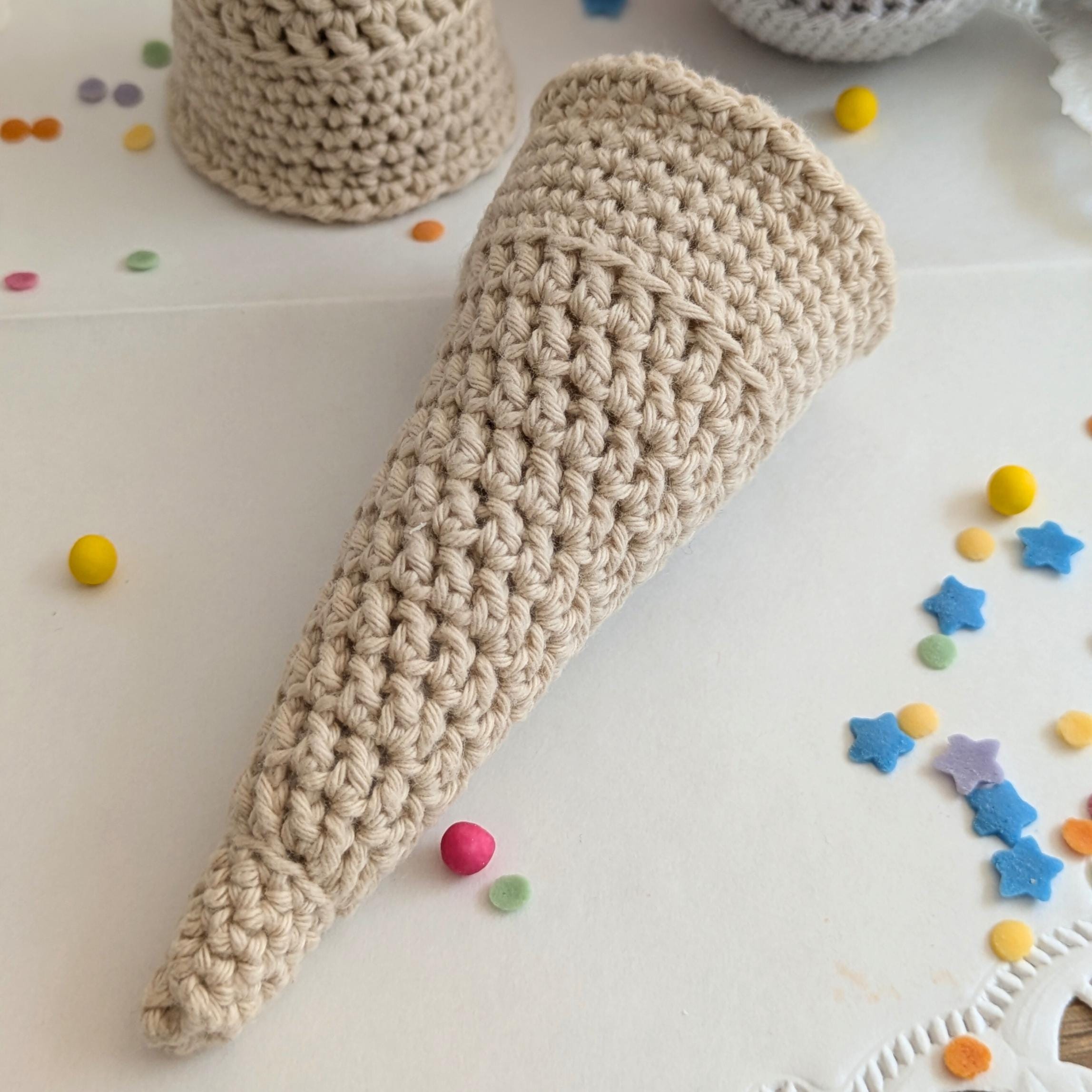 Crochet Waffle Cone Pattern PDF – Amigurumi Cone for Play Kitchen ...
