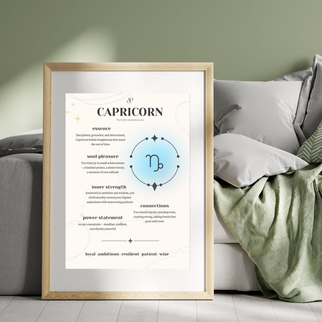 Capricorn Zodiac Printable – Ambitious Earth Sign Wall Art, Digital ...