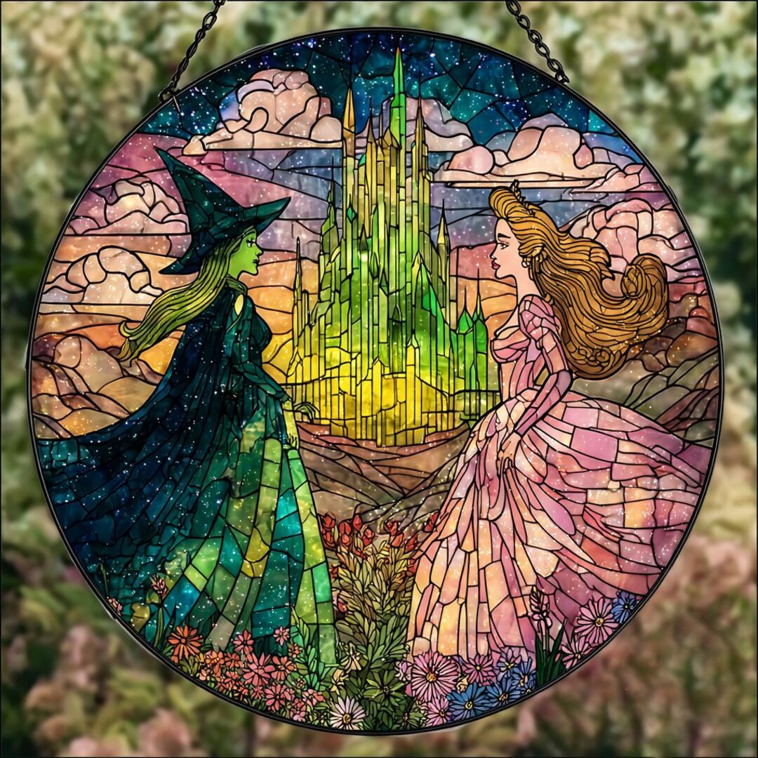 Elphaba and Glinda Wicked Stained Glass Suncatcher, Wicked Suncatcher ...