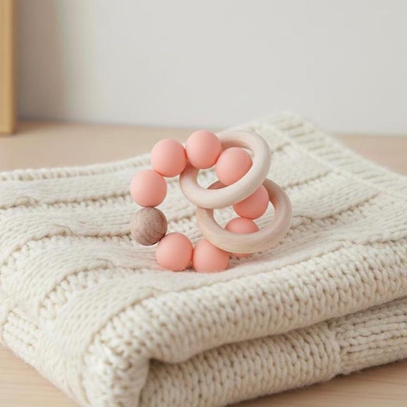 Baby Sensory Ring Toy | Bpa-free Food Grade Silicone & Natural Beech ...
