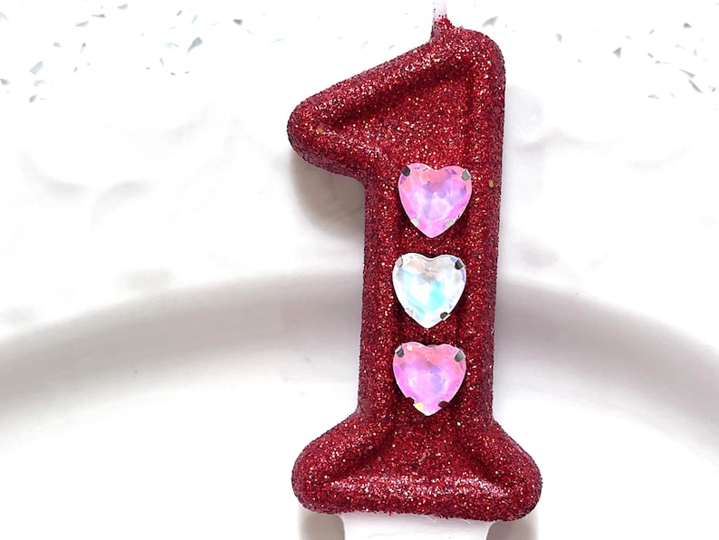 Heart Birthday Glitter Number Candle, Valentine Birthday, February ...