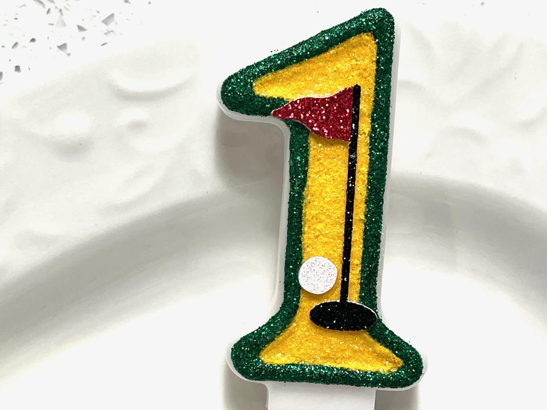 Golf Birthday Candle, Glitter Number Candle, Hand Painted - Etsy