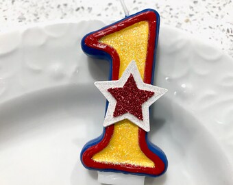 BIRTHDAY CANDLE First Birthday All Star Theme Cake Topper | Etsy