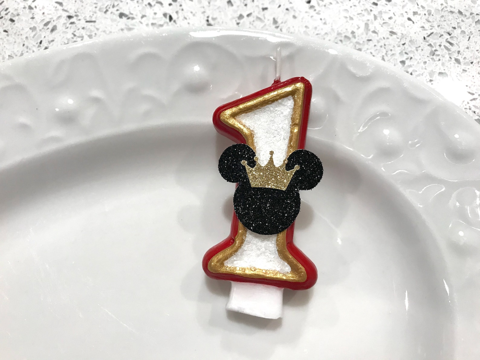 BIRTHDAY CANDLE Mickey Mouse first birthday Red and gold | Etsy