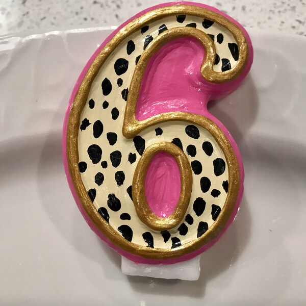 LEOPARD Print Design Birthday NUMBER Cake Topper 5.5 Tall Choose Number ...