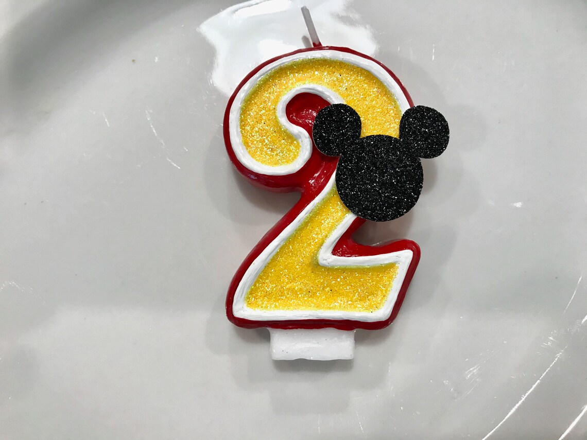 BIRTHDAY CANDLE Mickey Mouse first birthday red yellow | Etsy