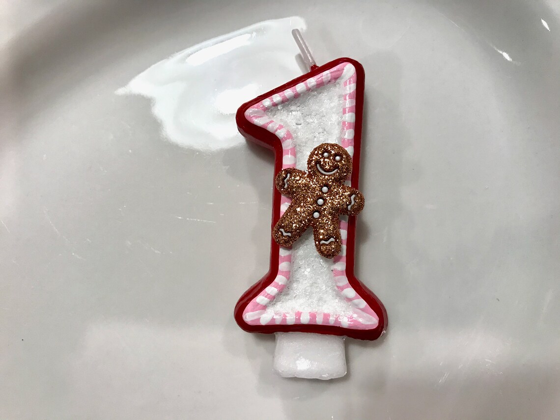 BIRTHDAY CANDLE First Birthday Gingerbread Theme Cake - Etsy