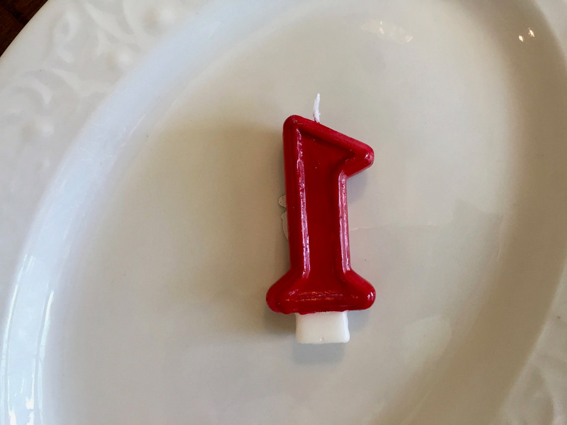 BIRTHDAY CANDLE Strawberry first birthday red pink cake | Etsy