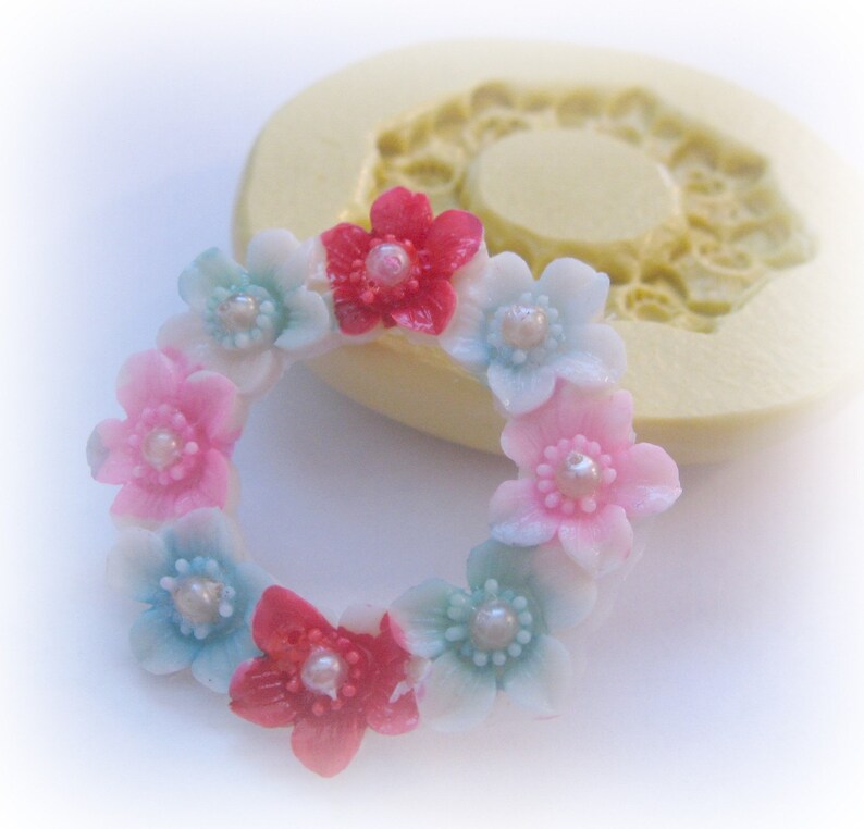 Flower Wreath Frame Mold Silicone Round Jewelry Cabochon Mould - Etsy