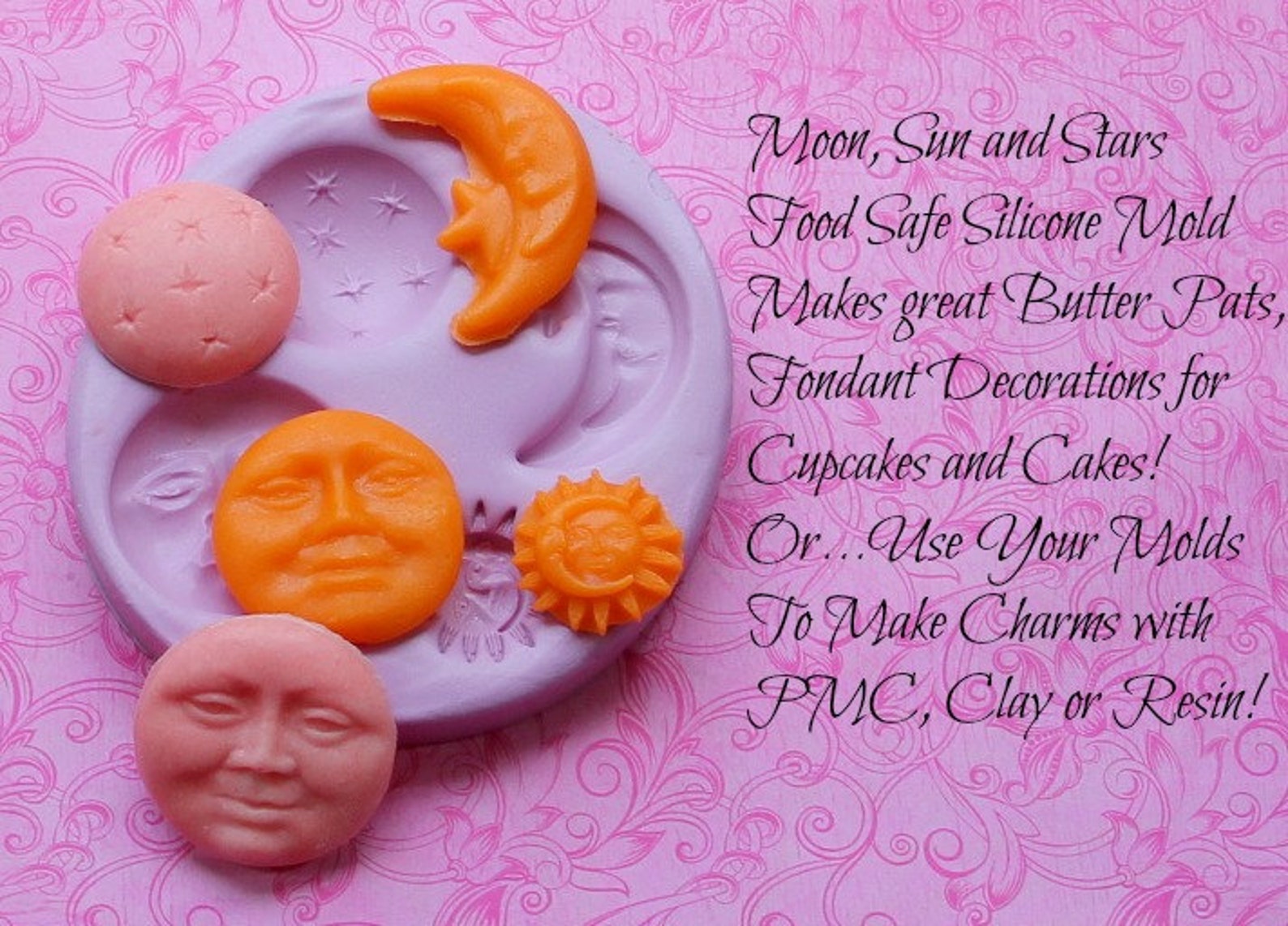 Celestial Moon Silicone Moon Mold Moon Face Sun Stars Mold Galaxy ...