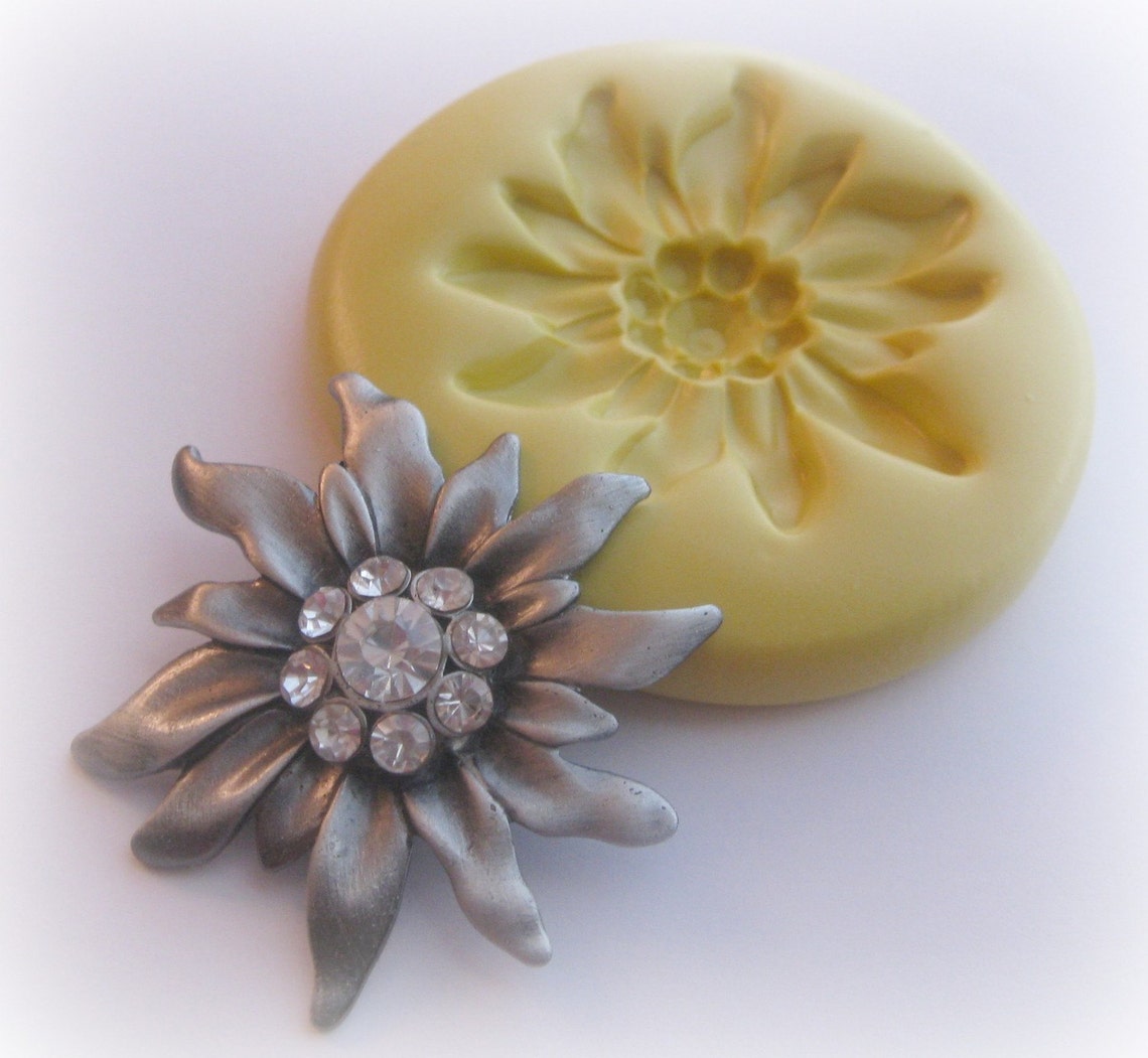 Rhinestone Flower Cabochon Mold Clay Fondant Mold Soap Resin Mold DIY ...