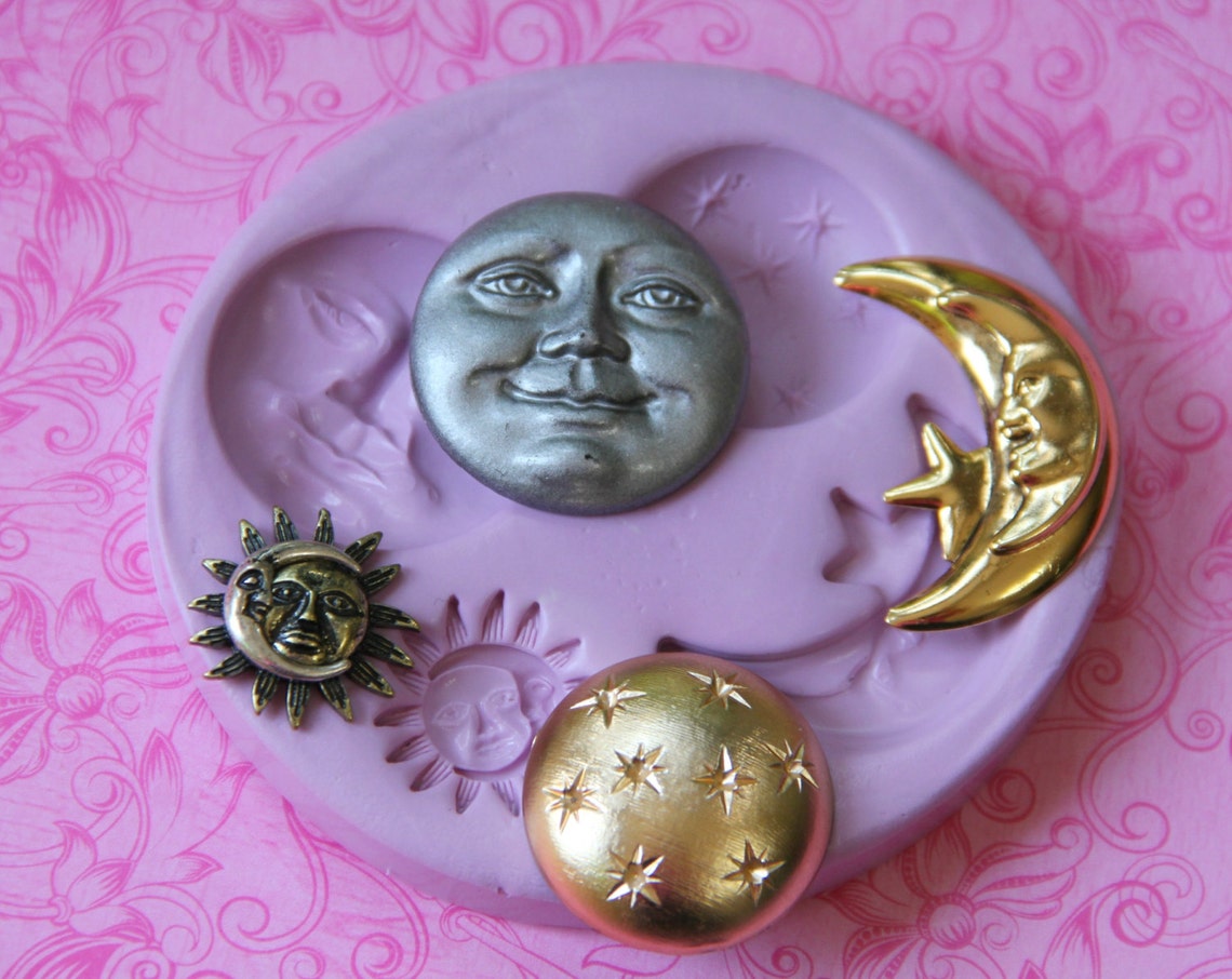 Celestial Moon Silicone Moon Mold Moon Face Sun Stars Mold Galaxy ...