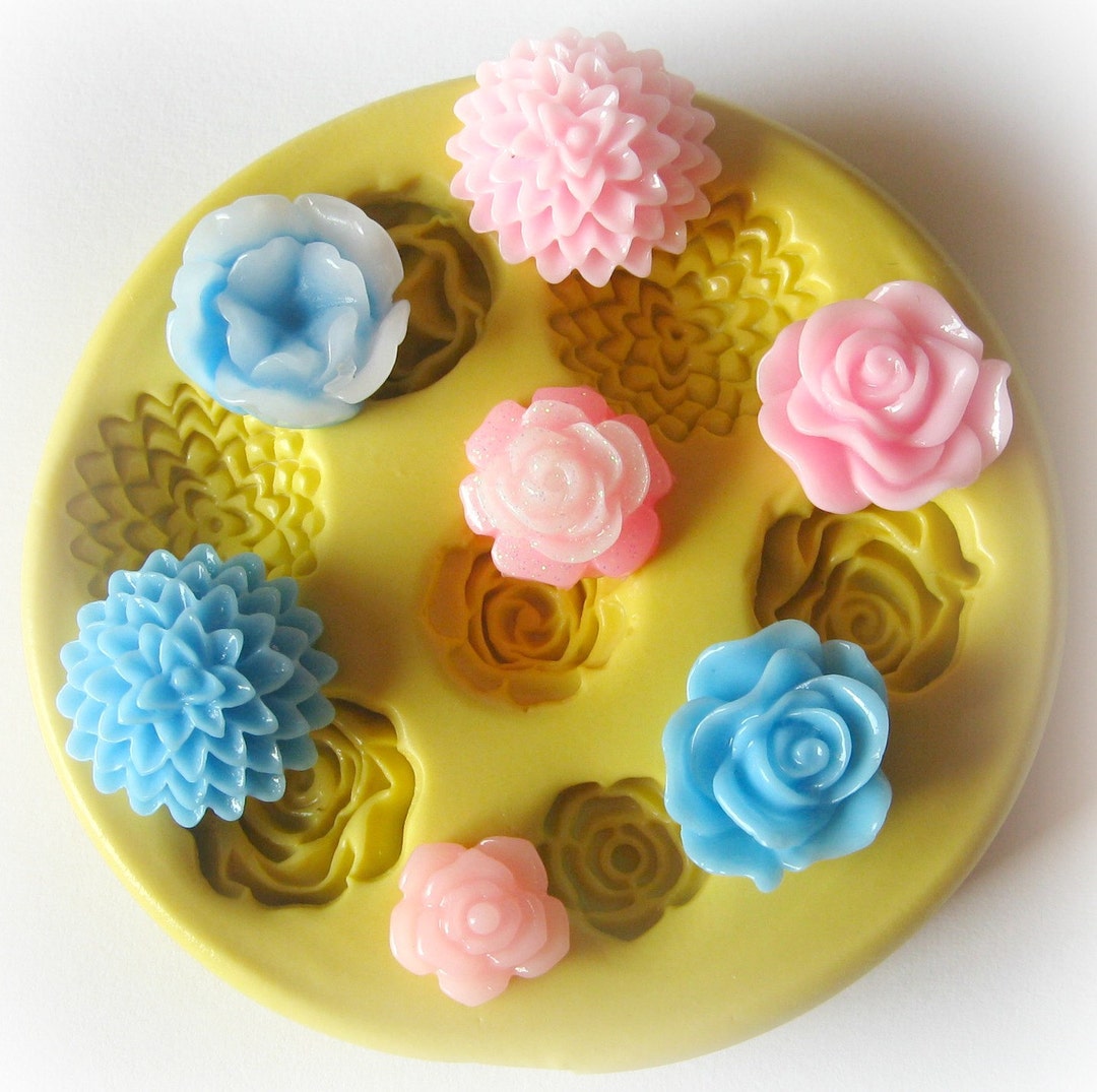 Small Flower Mold Silicone Roses Mum Fondant Ceramic Clay Polymer DIY ...