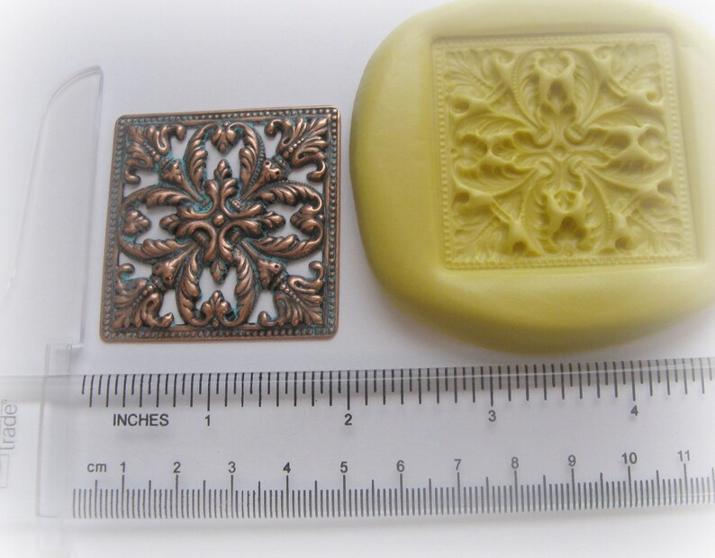 Square Fondant Mold Square Filigree Polymer Clay Collage Altered Art ...