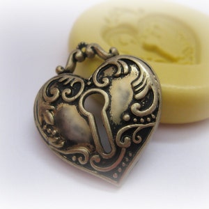 Lock Heart Mold Key Hole Pendant Mold Resin Clay Soap Wax Fondant Mould ...